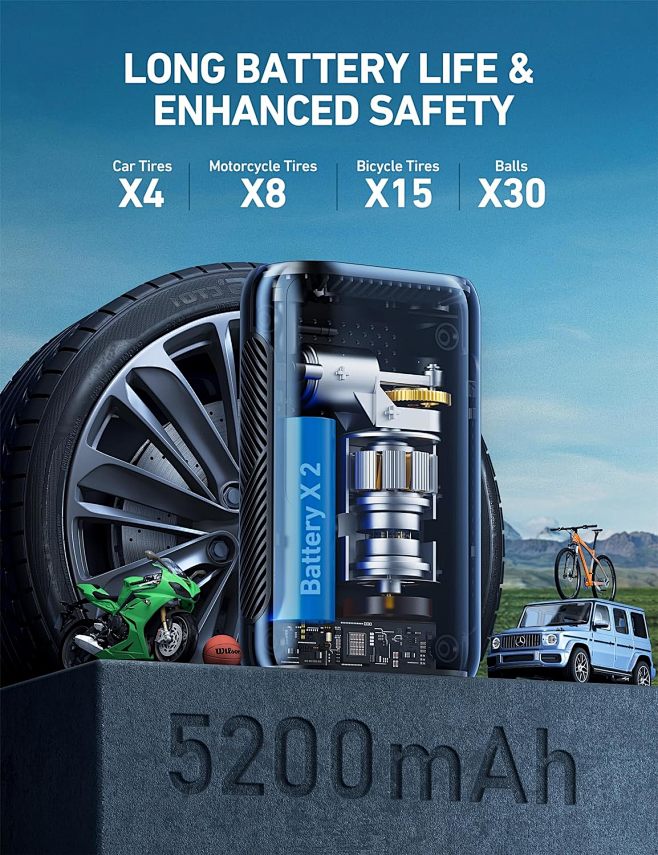 Amazon.com: AstroAI Tire Inflator Portable Air Compressor Cordless ...