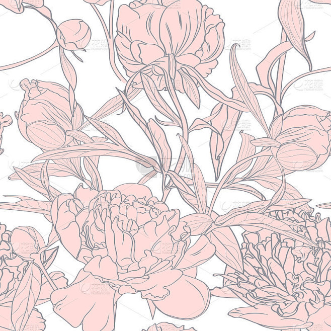 Vector hand drawn sketch illustration of pink peon