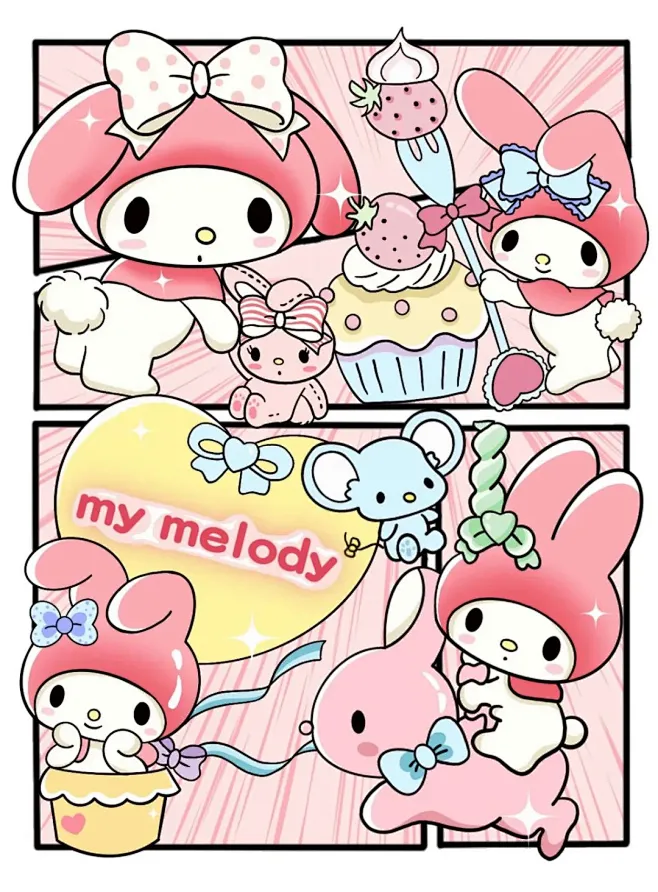 Sanrio分镜插画 | 三丽鸥竖屏iPad平板壁纸可爱卡通朋友圈背景图 – 风俗娘-花瓣网