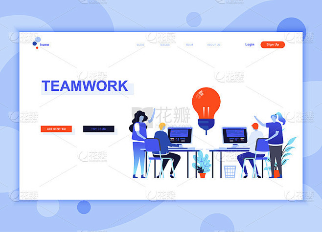Modern flat web page design template concept of Te