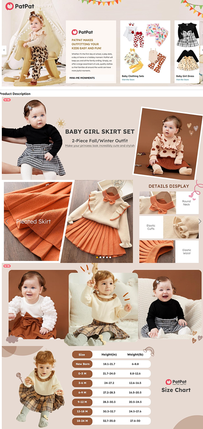 Amazon.com: PATPAT 2pcs Baby Girl Rib Knit Ruffled Long-Sleeve Top and Button Front Corduroy ...