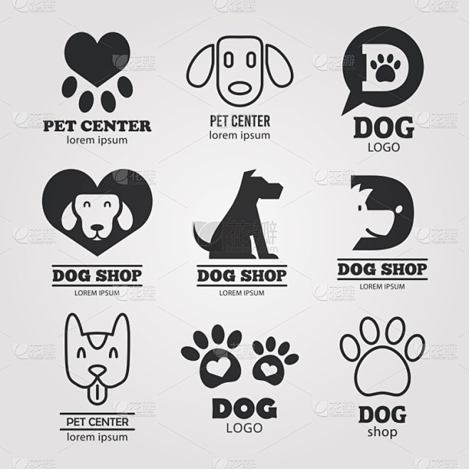 pet center logo set design