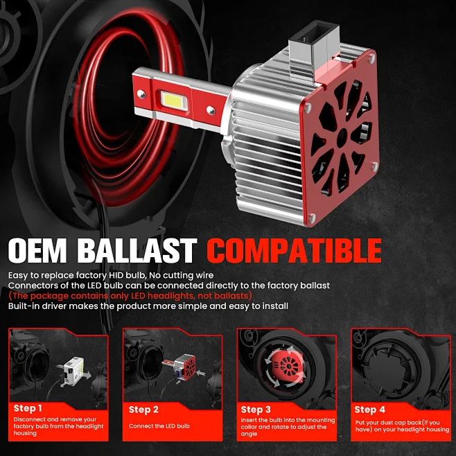 au-kee D1S D1R D1C LED Headlight Bulb 100W 10000LM 6000K Bright White ...