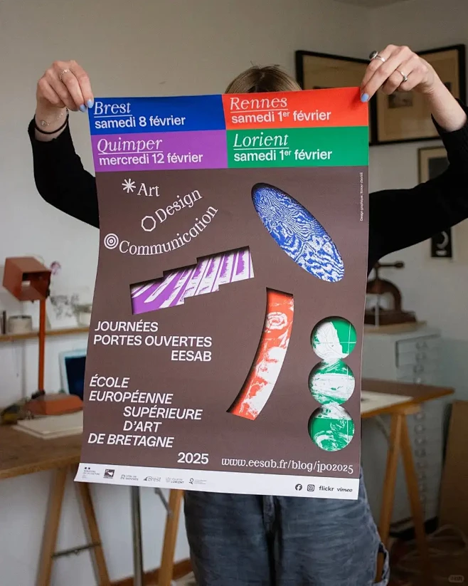 This may contain: a person holding up a poster with different things on ...