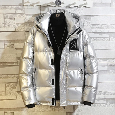 羽绒服男加厚短款潮流帅气亮面超厚加绒保暖男士冬季外套D-花瓣网