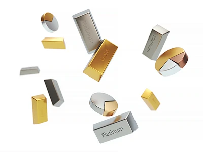 Precious Metals 3D precious metal platinum gold clean illustration 3d ...