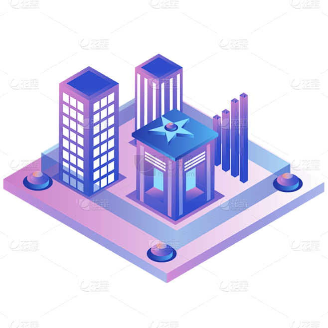 2.5D场景插画高楼