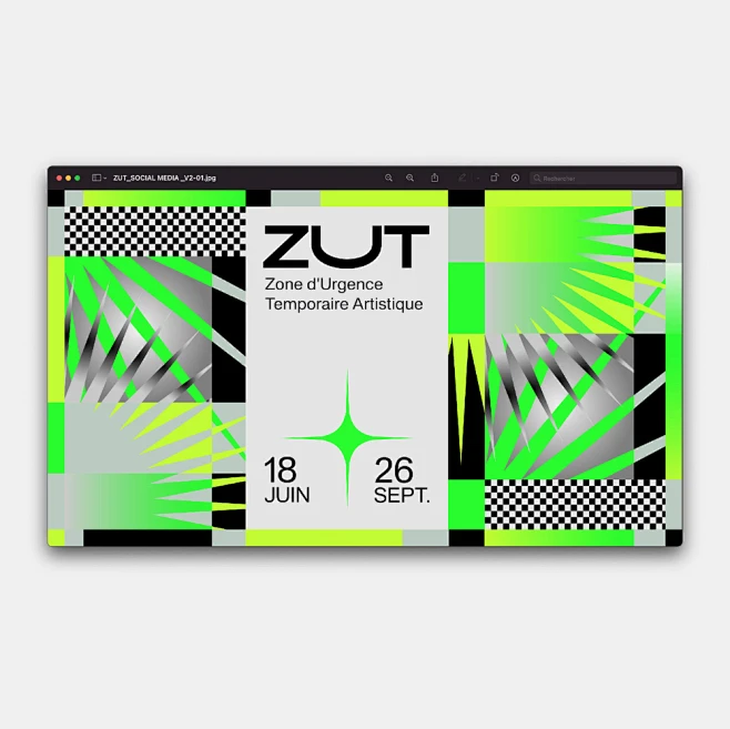 This may contain: a green and black poster with the words zut on it-花瓣网