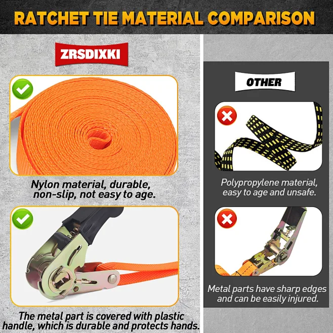 Ratchet Straps with Double Hooks, 2 x 800KG 6M Heavy Duty Ratchet Strap ...