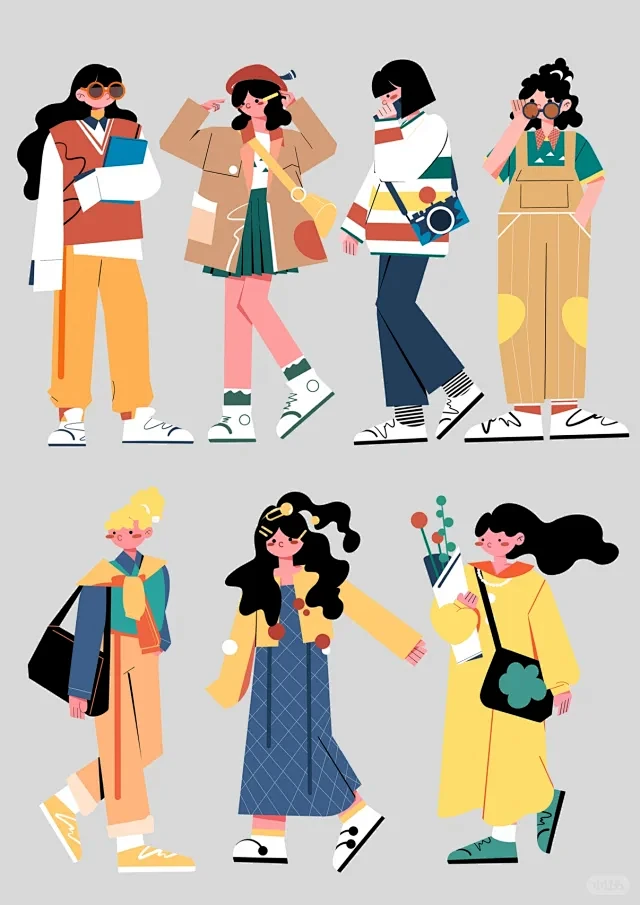 扁平风插画人物 - 小红书搜索-花瓣网
