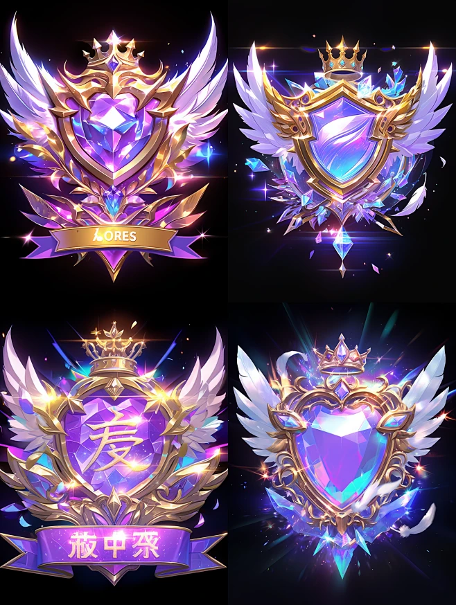 Game badge, with an open text space in the internal frame, a golden ...