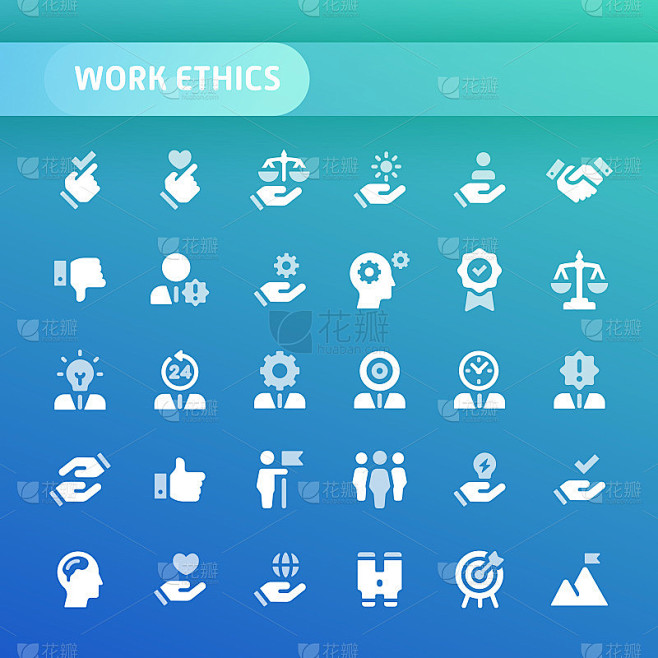 Work Ethics Vector Icon Set.