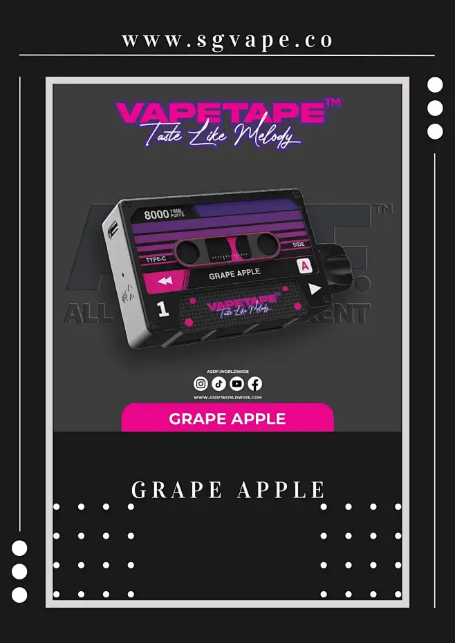 VapeTape 8000 Grape Apple-花瓣网