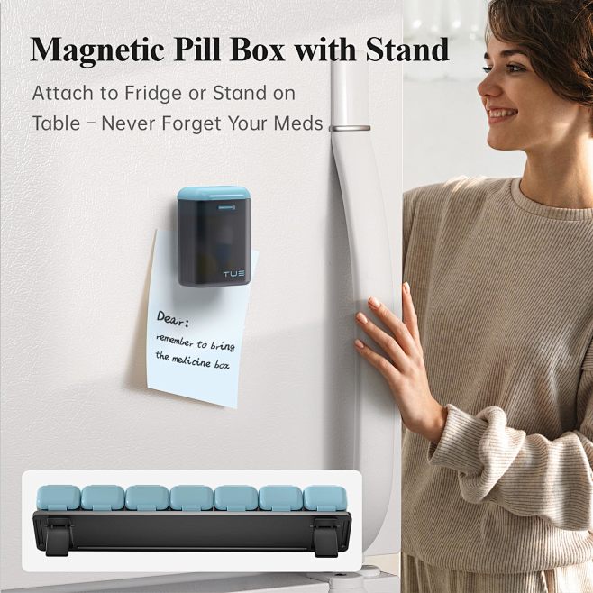 Amazon.com: KOVIUU Weekly Pill Organizer 1 Time a Day, Magnetic Pill ...