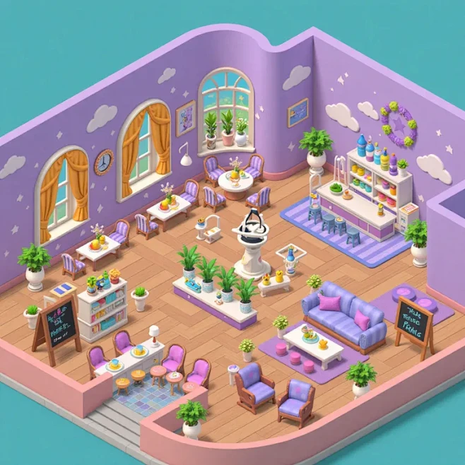 萧炎-俯视45度等距场景Q版餐厅Q版餐厅类-LoRA-萧炎-LiblibAI-花瓣网