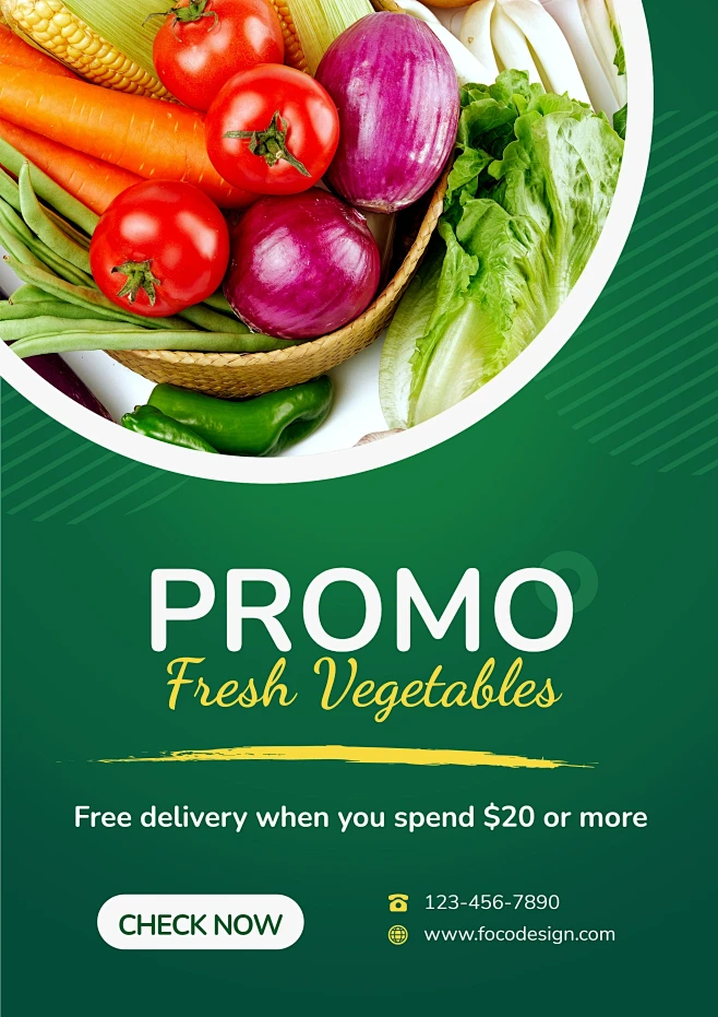 Simple Brush Fresh Vegetables Sale Promo Poster素材-花瓣网