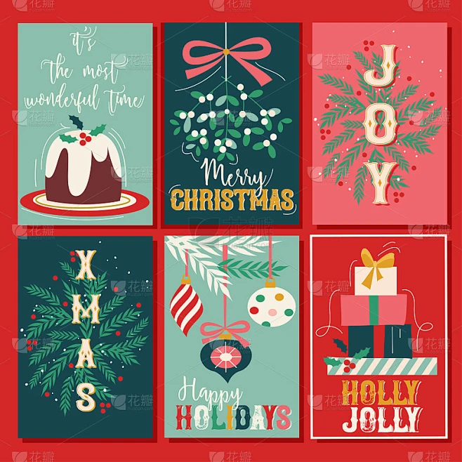 Vintage Christmas Card Collection素材-花瓣网