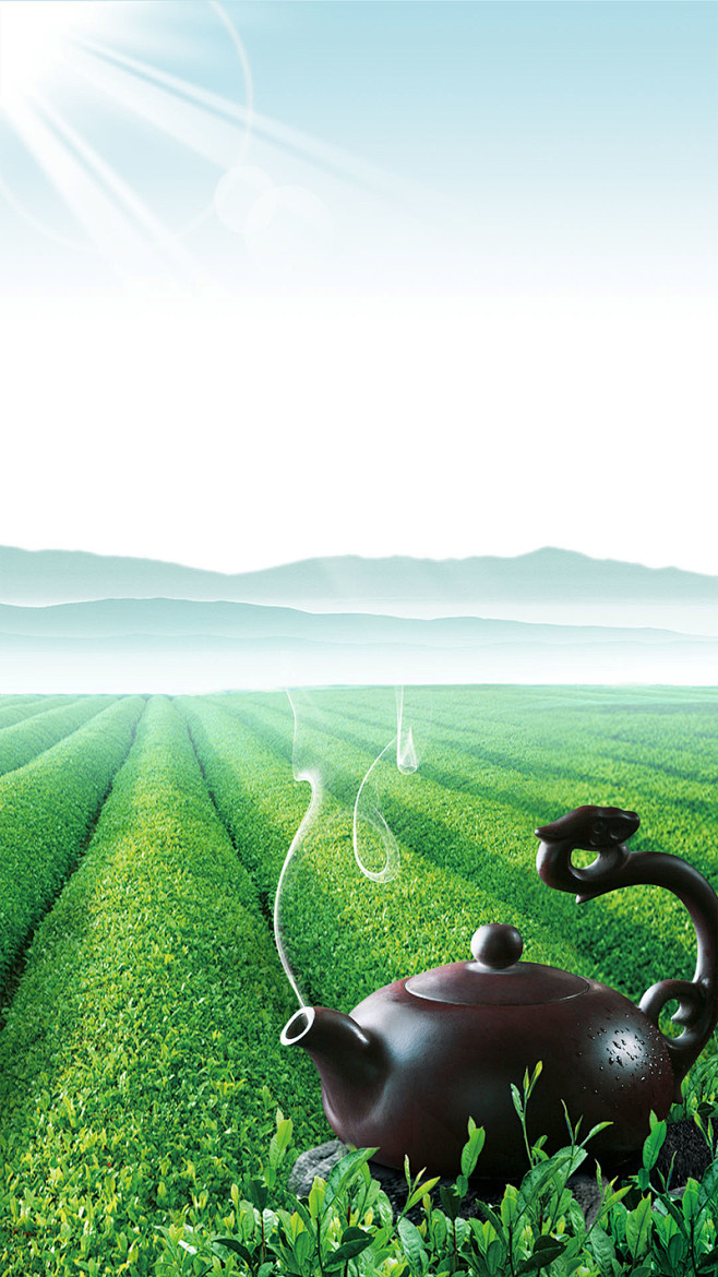 绿色大气春茶H5背景背景图_新图网 https://ixintu.com 绿色 大气 春茶 茶叶 茶园 茶壶 蓝天 清新 茶 茶叶背景 茶园背景