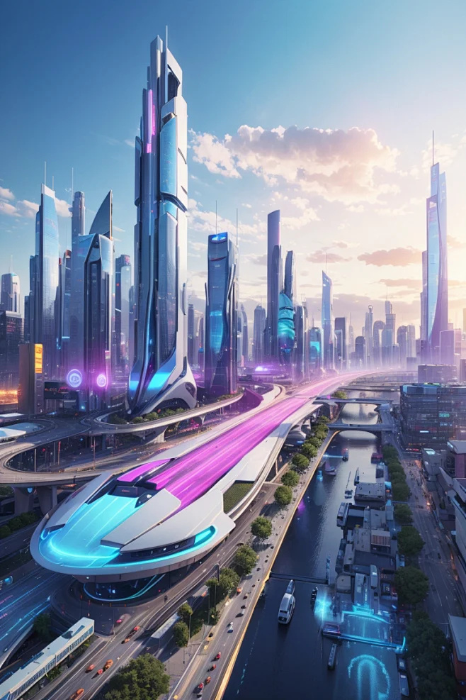 Technology techno tech Render SmartCity future future city ...