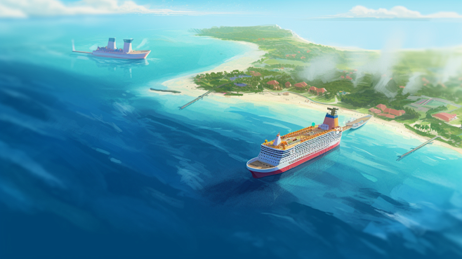 liepin_Sea_birds_eye_view_sky_cruise_coast_hotels_illustration ...