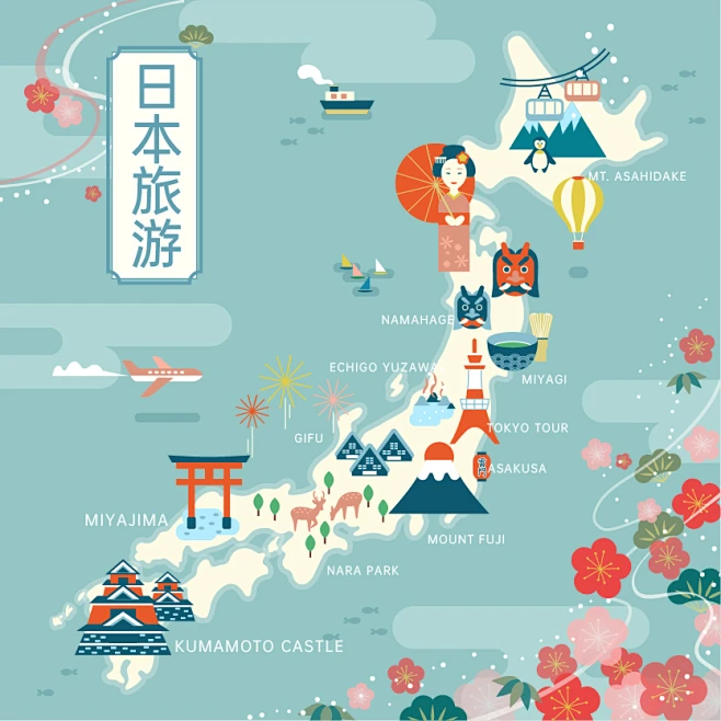 日本旅游攻略地图展板-志设网-zs9.com-花瓣网