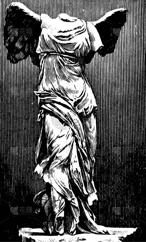 胜利女神,雕塑,胜利女神像,女神,白色,黑色,图像,矢量,复古