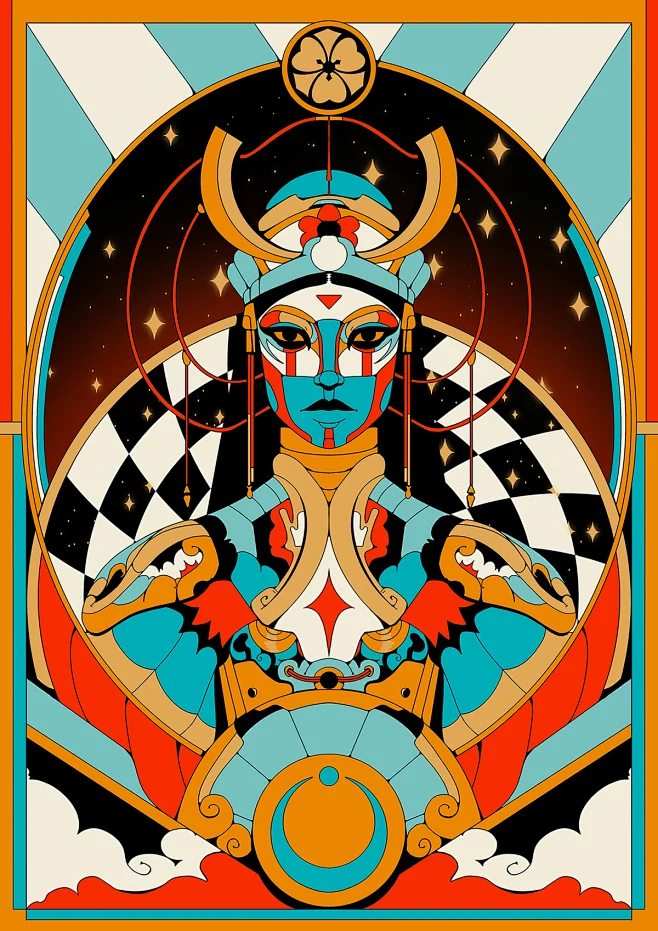 ILLUSTRATION deities gods composition artwork color-花瓣网