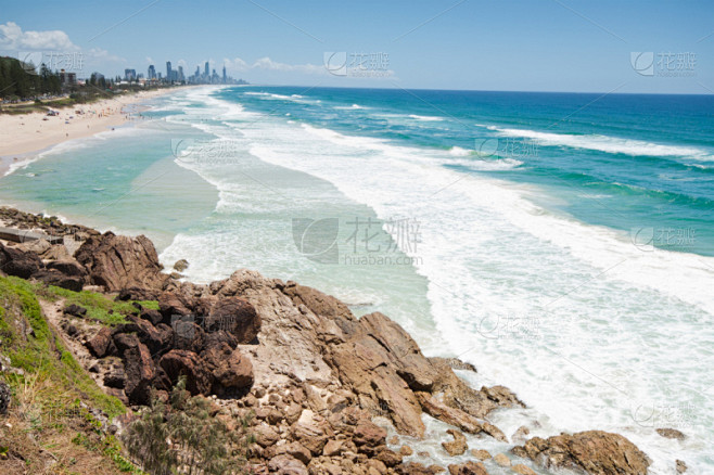 海滩,悬崖,岩石,澳大利亚,白昼,黄金海岸,水,天空,水平画幅,山