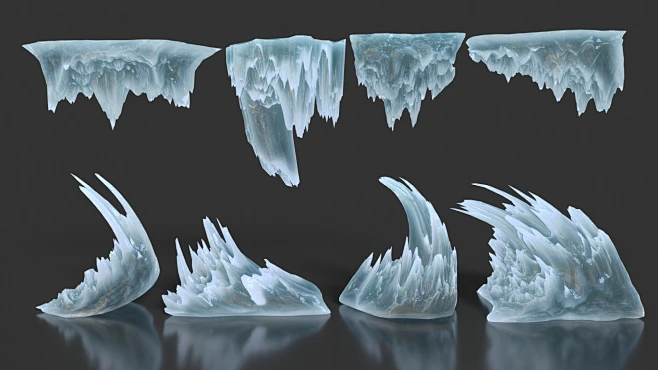 Low poly Curve Ice Spike Cave 230503-花瓣网