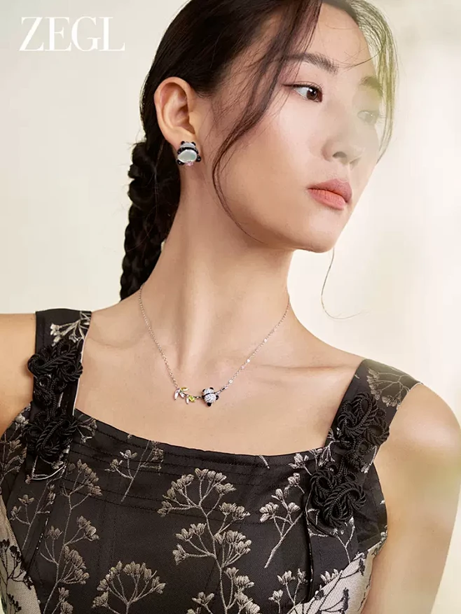 ZEGL设计师竹韵系列小熊猫耳环女2024新款爆款耳钉可爱银针耳饰品-tmall.com天猫-花瓣网