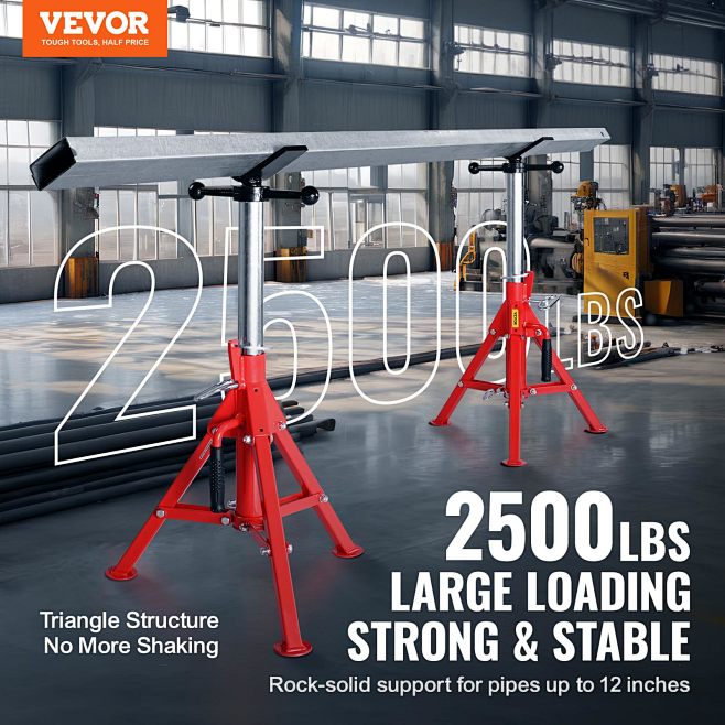 Amazon.com: VEVOR Heavy-Duty Pipe Stand Adjustable Folding Pipe Jack ...
