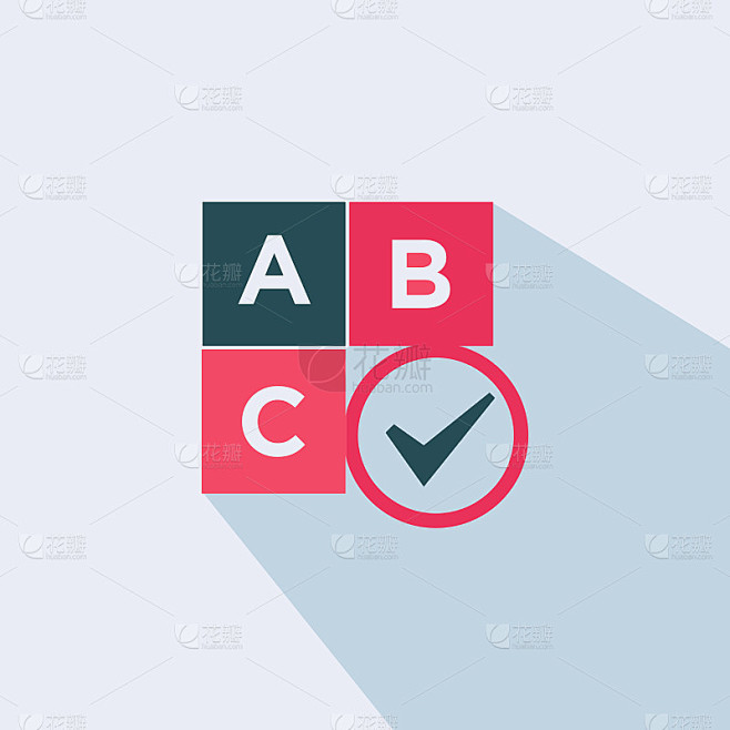 Education A B C check mark icon - vector flat illu