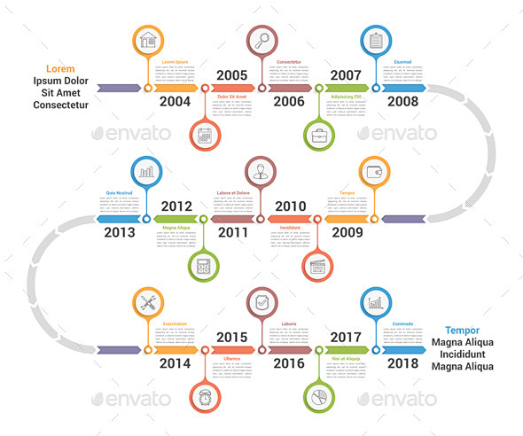 时间轴信息图表,图表Timeline Infographics - Infographics 箭头、业务、图表、公司、日期、图,元素,流程 ...