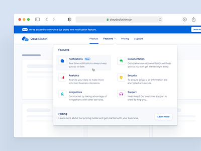 Flyout-Menu clean ui design desktop dropdown fintory flyout menu hover ...
