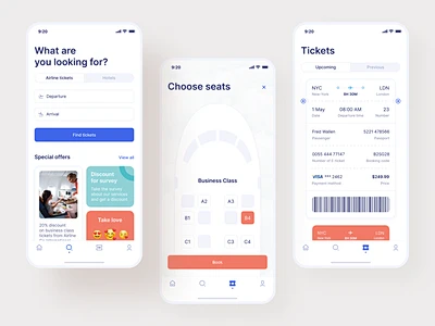 Airline App Design airliner adventure airlines figma mobile ui application ticket app ticket ...