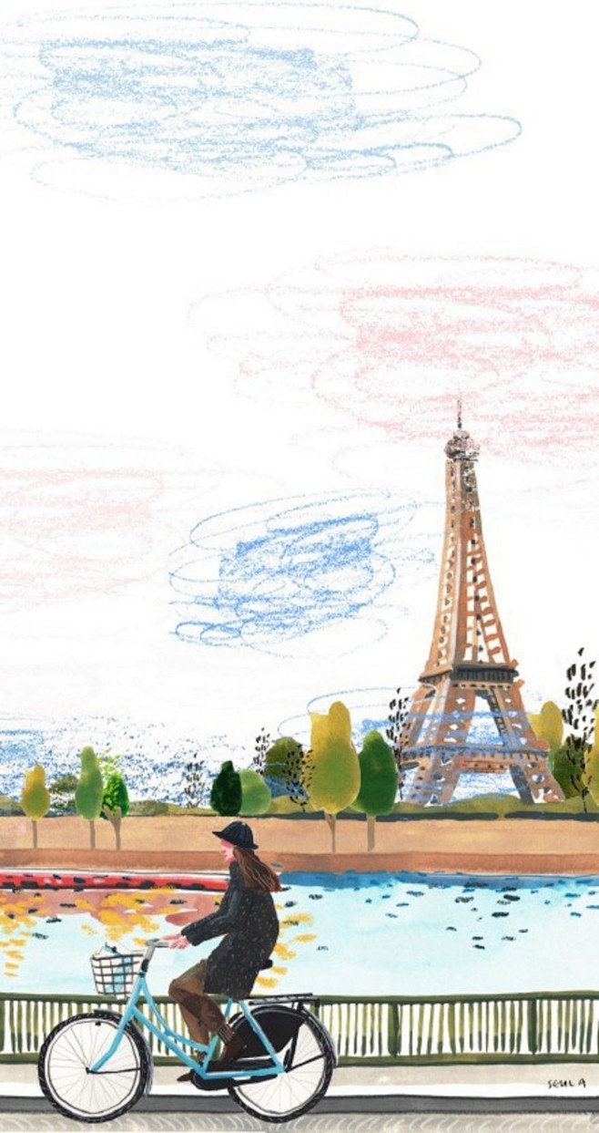 韩国插画师@YI SEULA的浪漫情调的旅行插画作品。