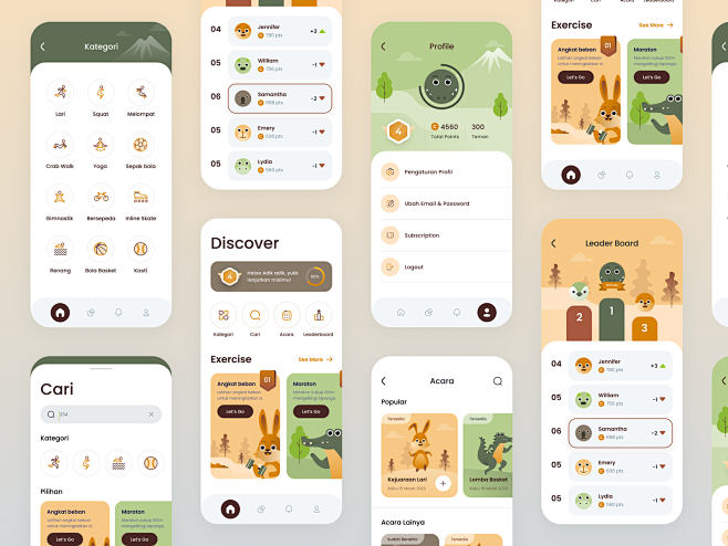Exercise Game App Explorations (More Screens)