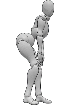 Pose Reference- Female forward bending pose - Female is bending forward and posing, keeping her ...