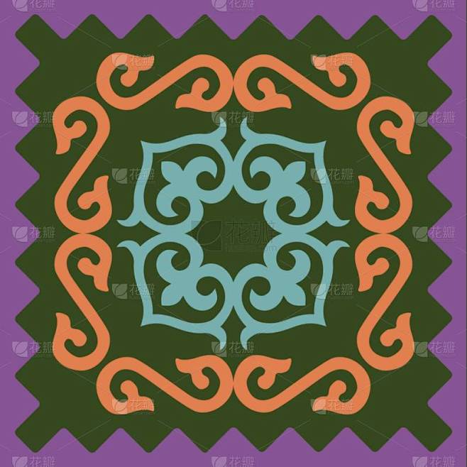 Kazakh asian nomad pattern with abstract tribal ti