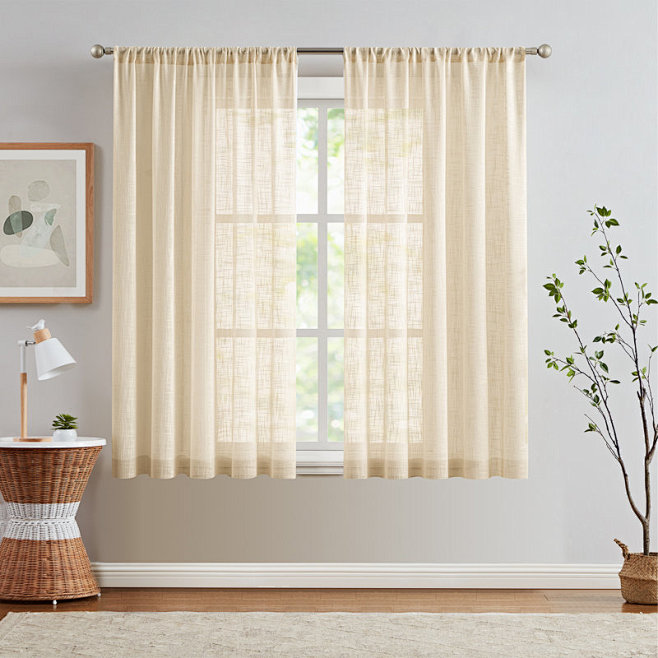 Polyester Sheer Curtain Pair