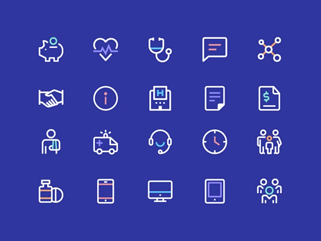Health Icons #2 meidicine chat savings ambulance ui ux icon designer ...
