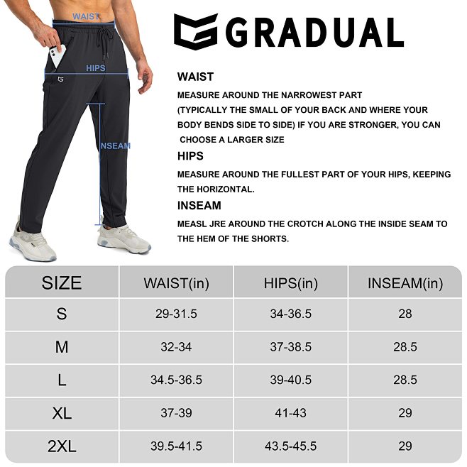 Amazon.com: G Gradual Men's Sweatpants with Zipper Pockets Tapered Joggers for Men Athletic ...