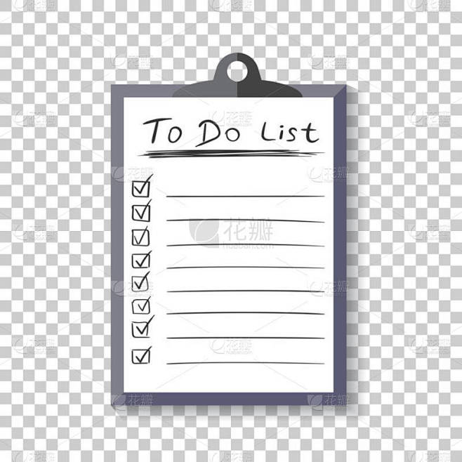 待办事项列表图标与手工绘制文本。清单，任务列表矢量插图在平面上孤立背景样式.