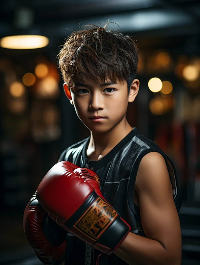 kimberly80_on_sunny_summer_day12_years_old_Asian_boy_boxing_tra ...