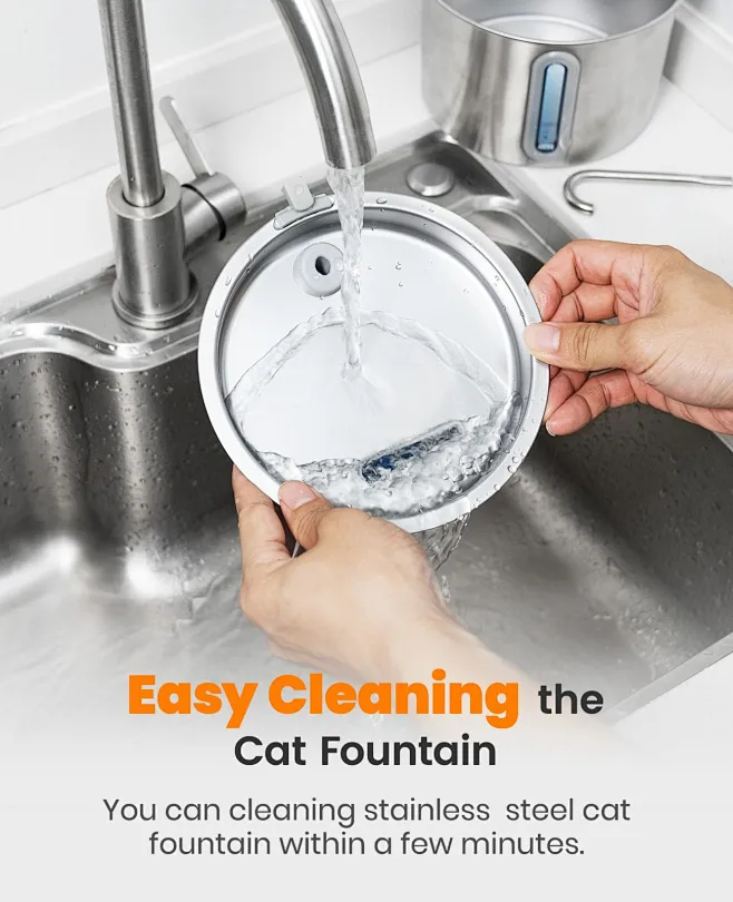 Amazon.com : oneisall Stainless Steel Cat Water Fountain, 2L Water ...