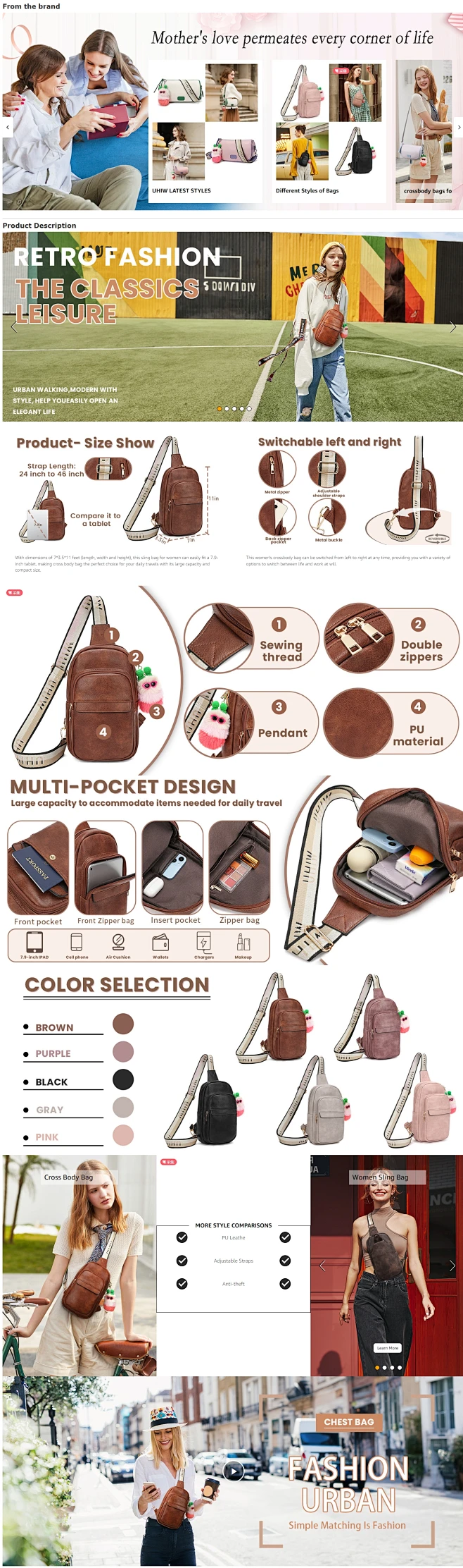 Amazon.com | UHIW Crossbody Bags for Women Trendy Sling Bag Leather ...