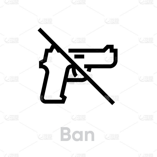 Ban gun shot icon. Editable Line Vector.