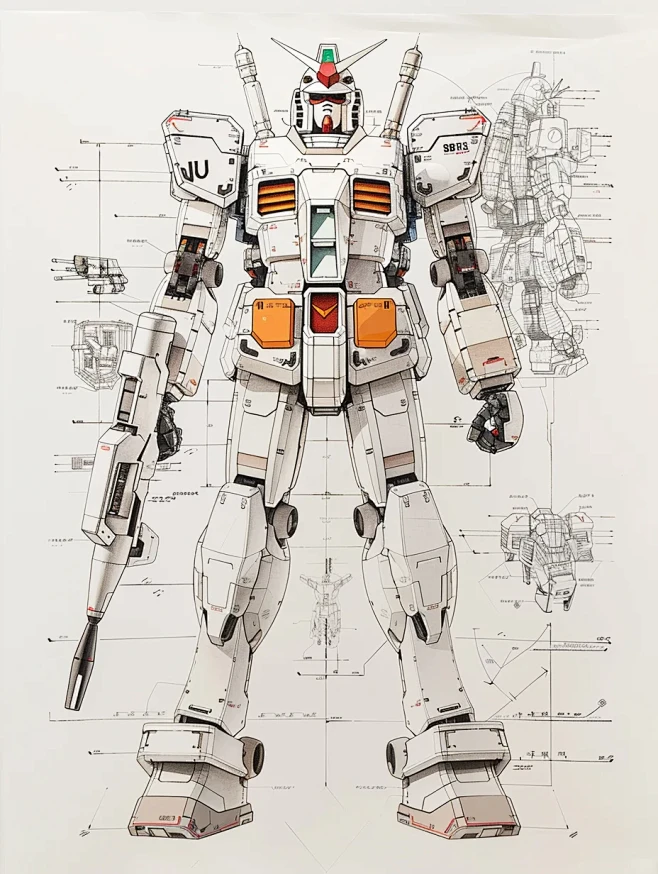 机动战士高达· RX-78-2 设计线稿[咒语] - 小红书-花瓣网