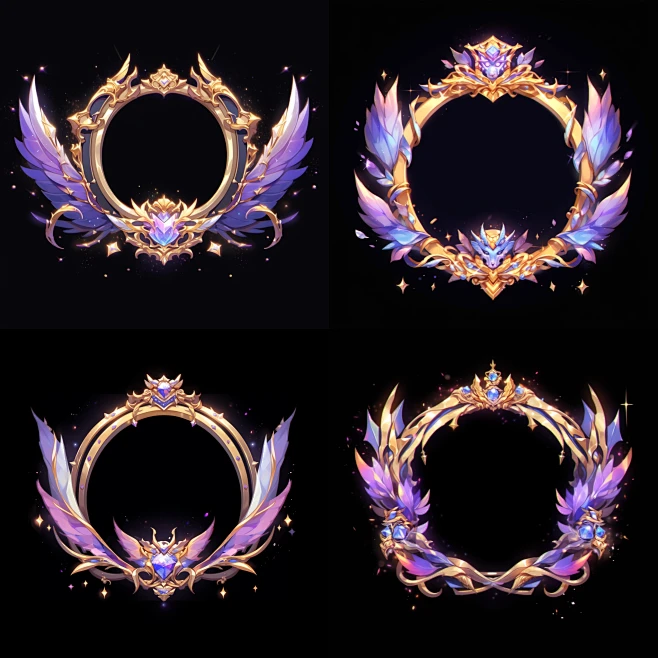 hulei181717_Round_game_avatar_frame_made_of_golden_metal_and_Pu ...