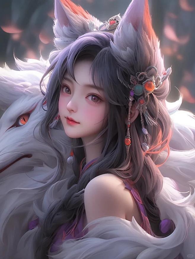 极致魅惑的小狐姬#AI绘画-花瓣网